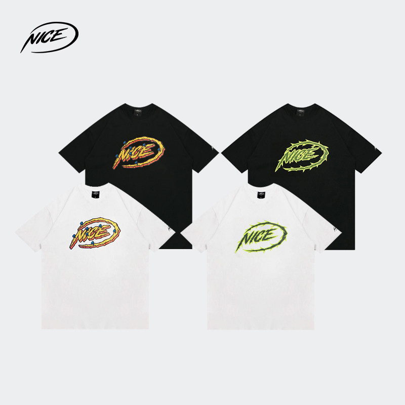 NICEID NICE热卖篮球纯棉短袖纯棉宽松白色百搭运动圆领t恤男_虎窝淘