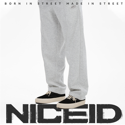 NICEID NICE运动裤男春秋款宽松直筒长裤刺绣LOGO篮球训练裤