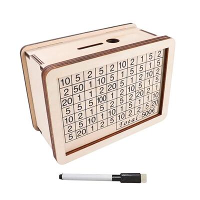 Wooden Money Box with Counting Coin Bank Retro Coin Saving P