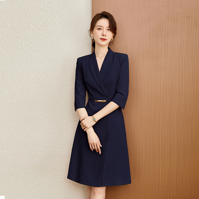 柏易兰职业装连衣裙七分袖高端夏