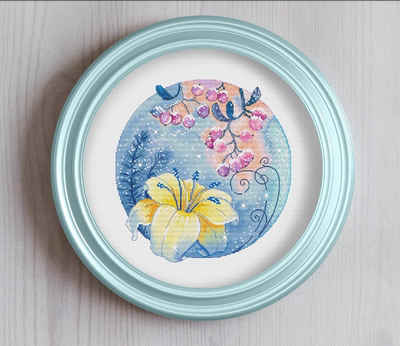 公主绣铺DMC自配套件纯棉线精准印花套件201208百合花