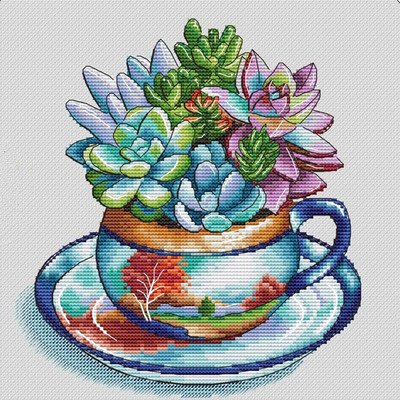 公主绣铺DMC自配套件纯棉线精准印花套件211012多肉花盆