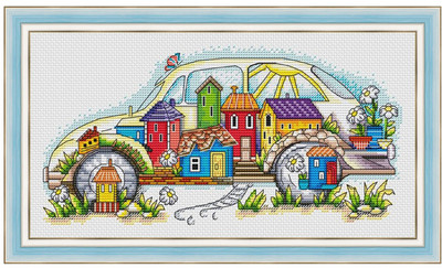 公主绣铺DMC自配套件纯棉线精准印花套件200810夏季卡通小汽车小