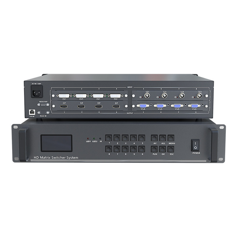 混合插卡矩阵切换器8进8出12/20/24VGA/DP/HDMI/DVI/AV/SDI/CVBS