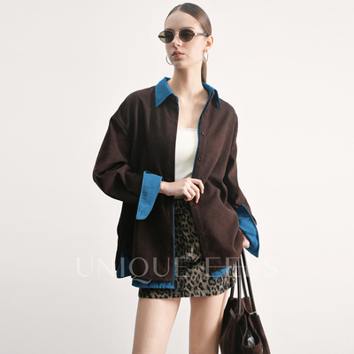 尢壹/UNIQUE'EEES【本期主推】假两件撞色休闲百搭衬衫U5510001