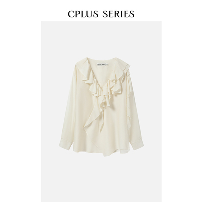[新品]CPlus Series荷叶边交叠衬衣罩衫渡假高知