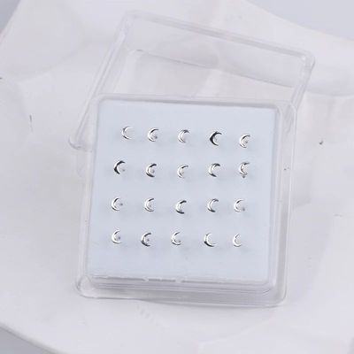 Karnoz Boxed 20PCS Nose Studs Rings Moon Shape Bone Screw St