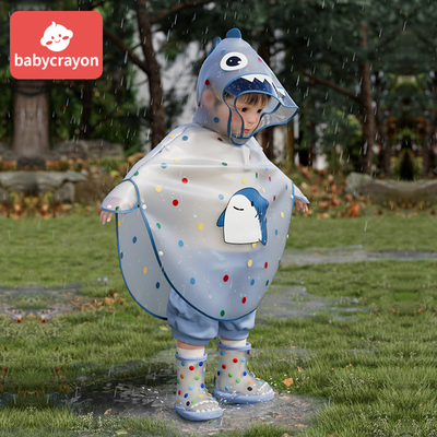 babycrayon彩虹豆儿童雨衣女童男童幼儿园小孩上学用防雨服雨披