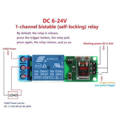 1 Pc High Quality Relay Board 6-24V Flip-Flop Latch Relay Bi