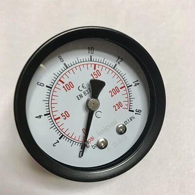 轴向压力表 气压 水压均可测 直径52mm 压力16bar 16kg螺纹m10x1