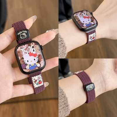 适用苹果手表11表带梅子色