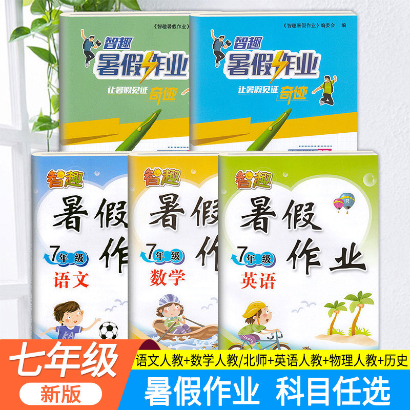 2026新版智趣七年级下册暑假作业全套语文数学英语历史生物地理政治人教版北师版同步必刷题练习册初中初一快乐假期衔接教材资料书
