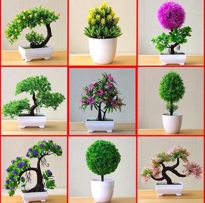 NEW Artificial Plants Bonsai Small Tree Pot Plants Fake Flow