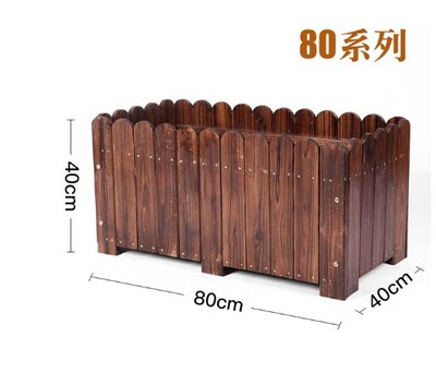 Antiseptic wooden flower box carbonized solid wood flower po