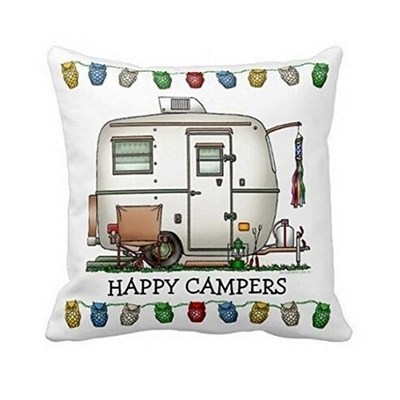 New Fashion Happy Campers Pillow Case Throw 1pc Free Shippin
