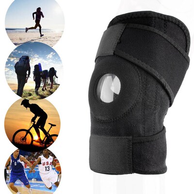 Adjustable Strap Elastic Patella Sports Support Brace Black