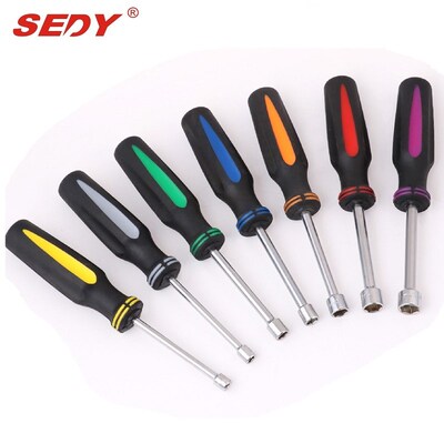 7Pcs Inch Hollow-Shaft Nut Driver Set Hex Bit Socket Nut Key