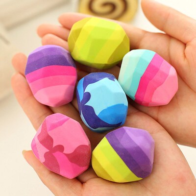 Kawaii Colorful Stone Shape Eraser Geese In Soft Rubber Eras