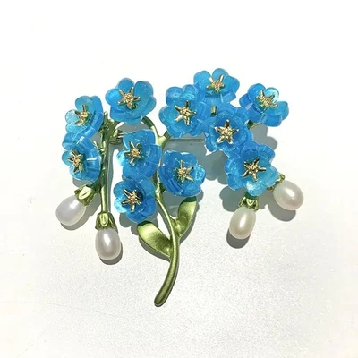 港风复古勿忘我胸针艺术感高颜值