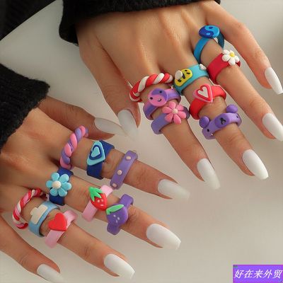 Female multicolor Fashion popular acrylic ring girl gift戒指