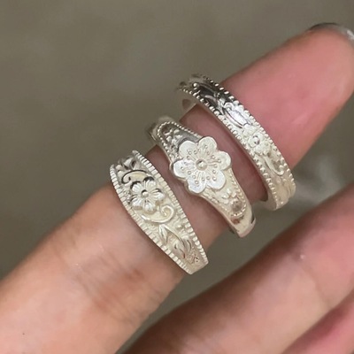 S925纯银中式戒指开口指环礼物