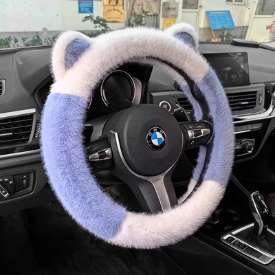 毛绒耳朵回正方向盘套冬季保暖防寒女神汽车把套不掉毛防滑通用型