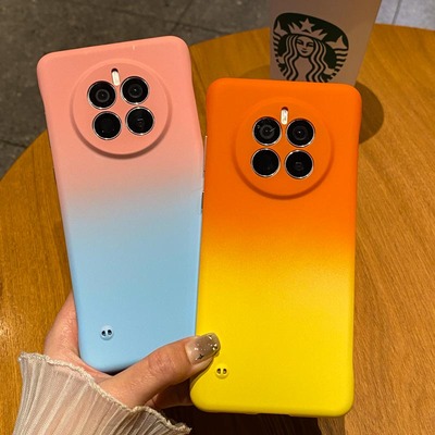 适用华为mate60手机壳无边框Mate50pro渐变新款mate40e高级感网红女mate30半包防摔5g保护套mate20超薄外壳