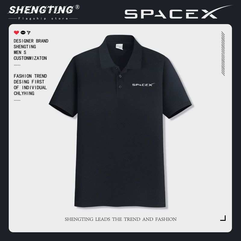 SpaceX太空宇航局航天宇航员周边商务短袖POLO衫男装翻领棉上衣服