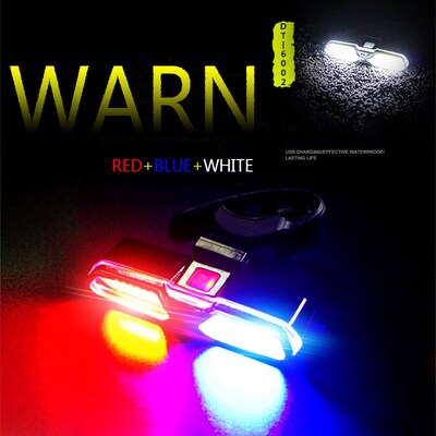 Bike Taillight USB Led Bicycle Blue Red Dual Color Tempertur