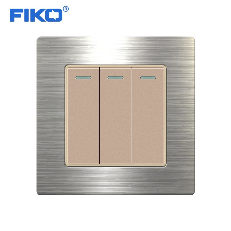 FIKO light switch wall power light switch 3 open double con