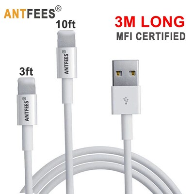10ft 3M Long Charger Cable for iPhone 8 Plus 7 6s 5s SE X 3