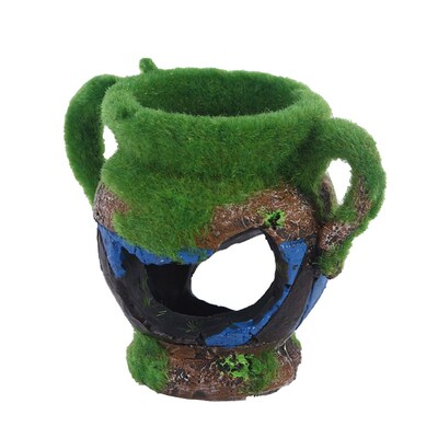 Aquarium Fish Tank Decoration Resin Vase With Moss Aquarium