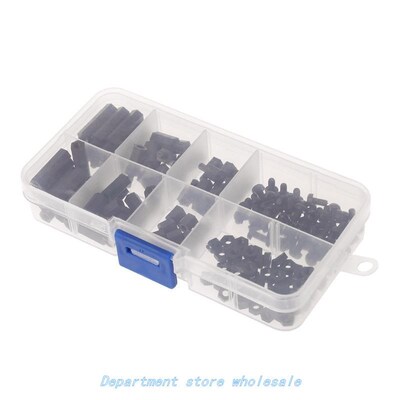 160 Pcs M3 Nylon Black M-F Hex Spacers Screw Nut Assortment