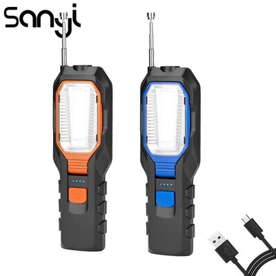 COB LED Flashlight 4 Modes Flashlamp Torch Built-in Battery