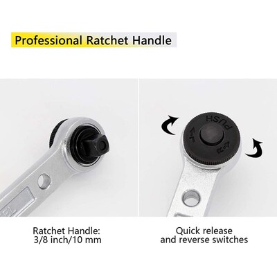 8-Inch Adjustable Wrench with 3/8 Inch Quick Release Reversi