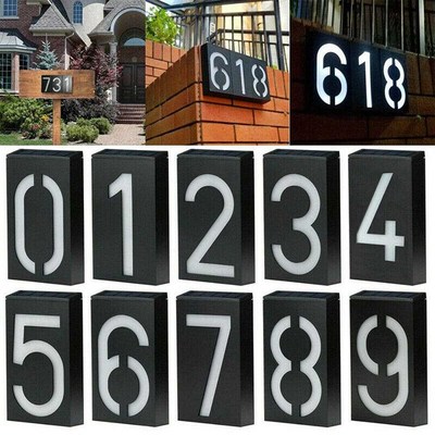 House Doorplate Solar Energy LED Number Sign Light House Ho