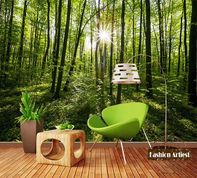 Custom 3d tree wallpaper mural pease forest grassland with s
