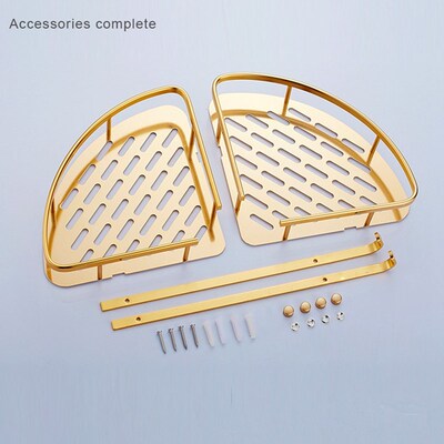 Bathroom Gold Shelf Shower Wall Mounted Corner Basket Shampo
