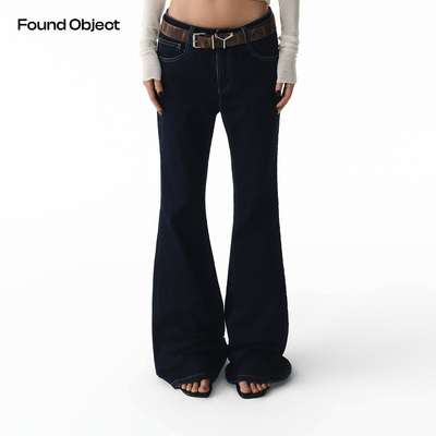 Found Object低腰水洗深蓝微喇牛仔裤Indigo Architectural Flare