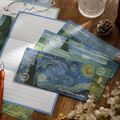 纪念礼物梵高星空信封信纸套装礼