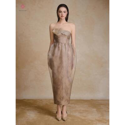 系列茧型垂褶长连衣裙定制