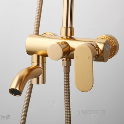 ZAPPO Brushed Gold Bathroom Shower Faucet Rainfall Shower Ba