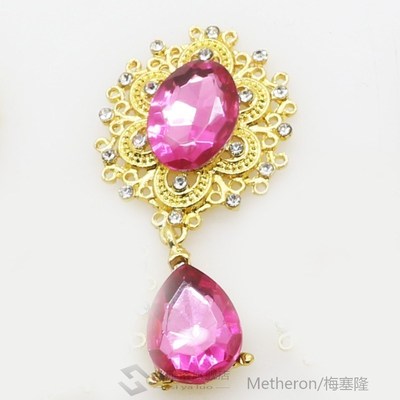 New 1pcs 28mm*56mm Golden Alloy Flat back Brooches Acrylic d