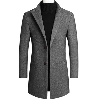 Trench Coat Men Jacket Long Coats Overcoat Fleece Top Winter