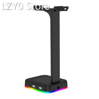 Multicolor RGB Headphone Holder Base with 2 USB Charger Hold