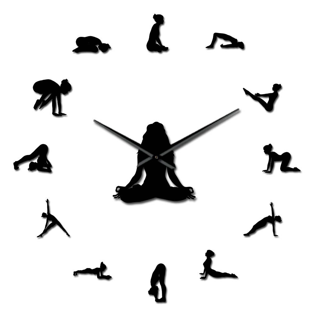 Yoga Girl Design DIY 3D Acrylic Wall Clock Special Clock Fas_虎窝淘