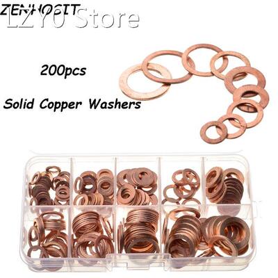 ZENHOSIT 200pcs Flat Ring Oil Brake Seal Washer 9Sizes Solid