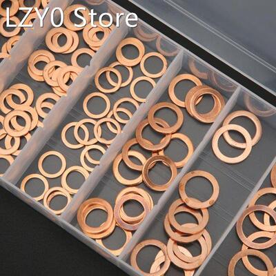 110Pcs Copper Washer Flat Fixing Sealing Fasteners Assortmen