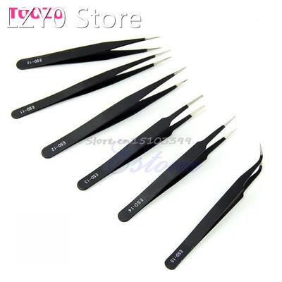 6Pcs/set Safe New Resists Corrosion Anti-static Tweezers Mai