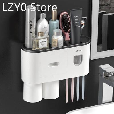 4/3/2/1Cups Toothbrush Holder Wall Automatic Toothpaste Sque